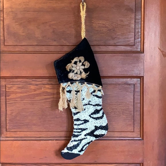 wayne kleski | Holiday | Wayne Kleski Beaded Zebra Christmas Stocking ...